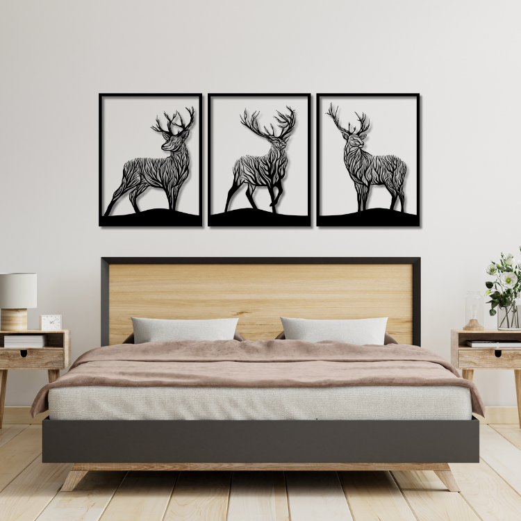 Three Stags Tree Metal Wall Art - | Metal Art Cafe